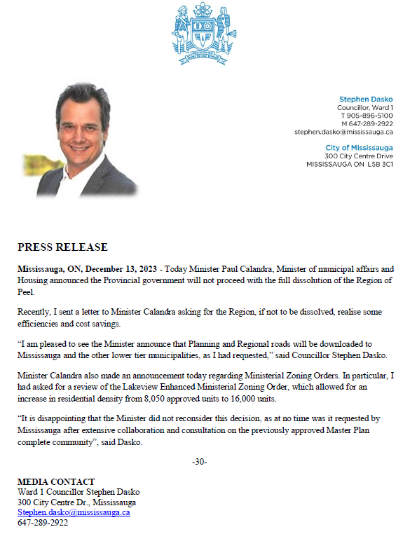 Councillor Stephen Dasko, Ward 1