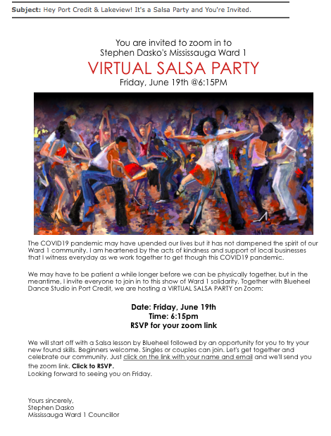 Virtual Salsa Party – Hosted by Councillor Stephen Dasko! Everyone ...