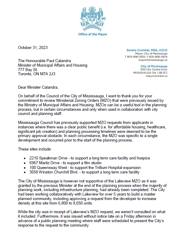 Motion to Request Review of EMZO for 1082 Lakeshore Road East ...