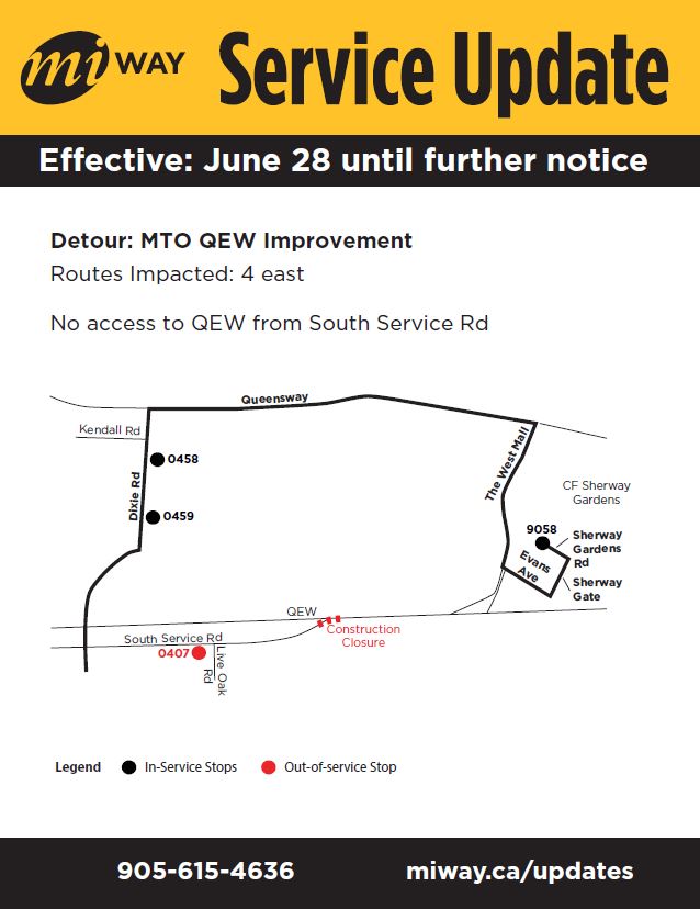 MiWay Service Route 4 East Detour – Effective Immediately – Councillor ...