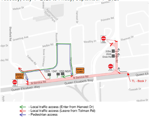 UPDATE Closure of North Service Road from Dixie Rd to Stanfield Rd ...